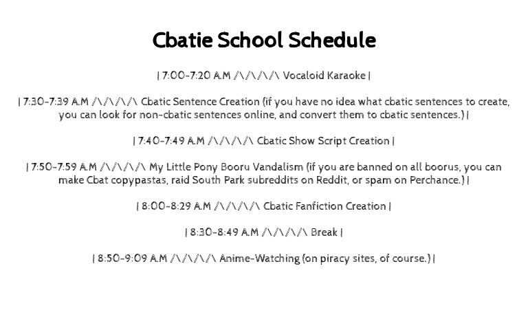 Cbatie School Schedule ― Perchance Generator