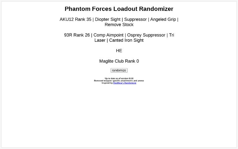 Phantom Forces Loadout Randomizer ― Perchance Generator