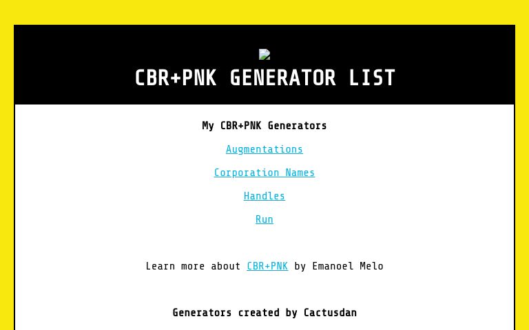 CBR+PNK GENERATOR LIST