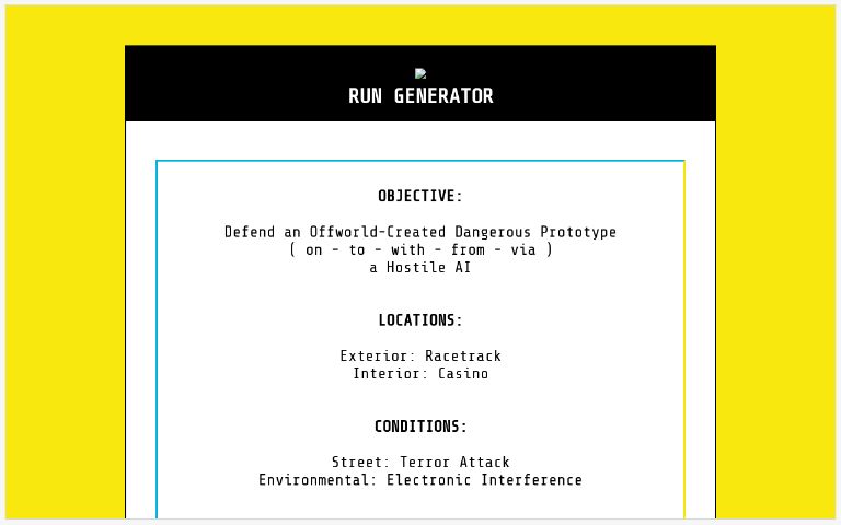 RUN GENERATOR
