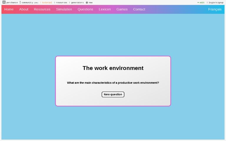 The work environment ― Perchance Generator