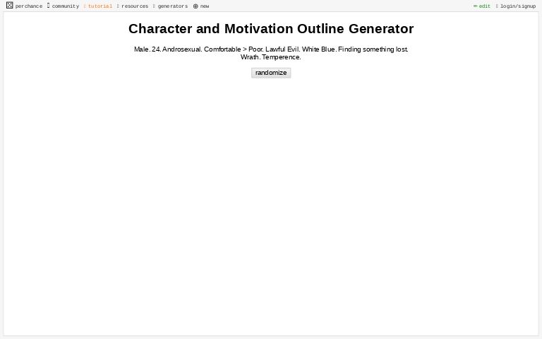Character and Motivation Outline Generator