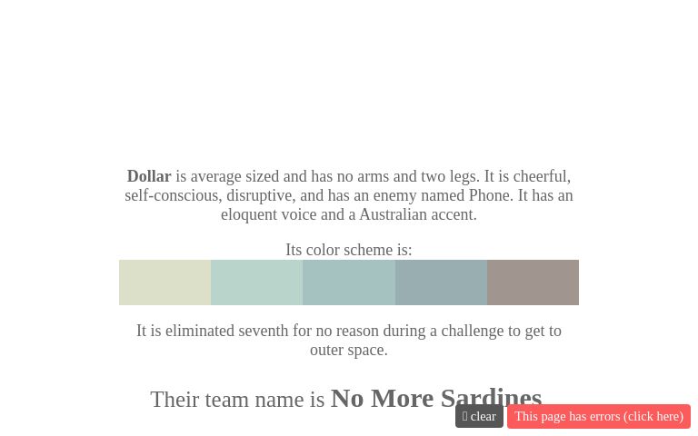 Extended Object Show Character Generator