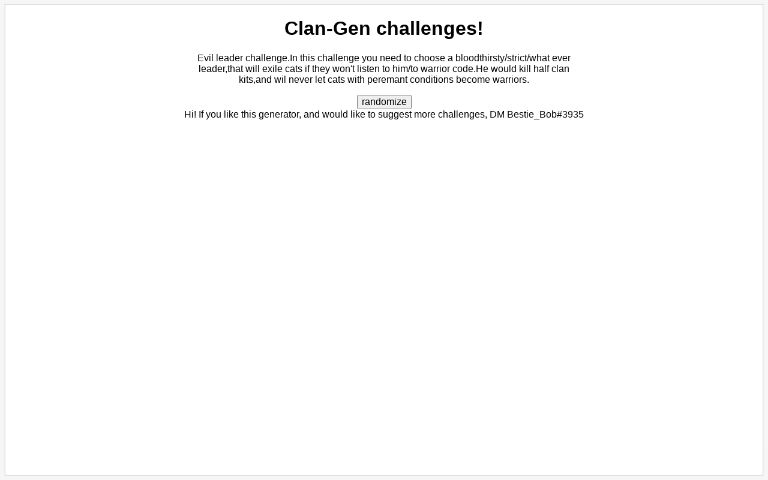 Clan-Gen challenges!