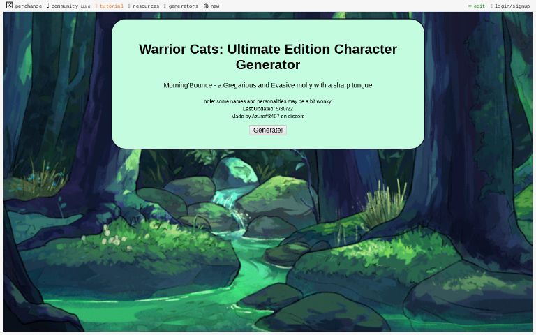 Warrior Cats: Ultimate Edition Character Generator