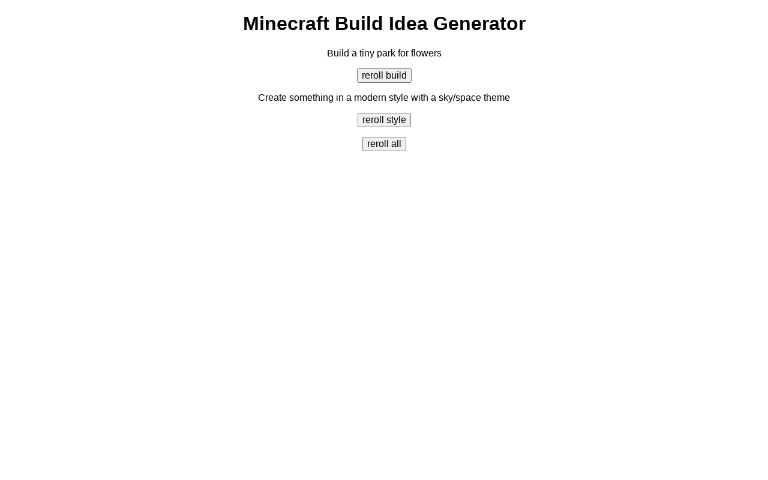 Minecraft Build Idea Generator