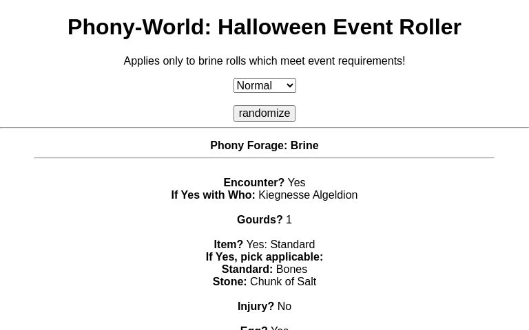 Phony-World: Halloween Event Roller ― Perchance Generator