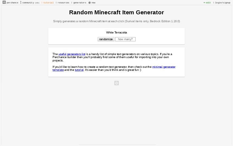 Random Minecraft Item Generator