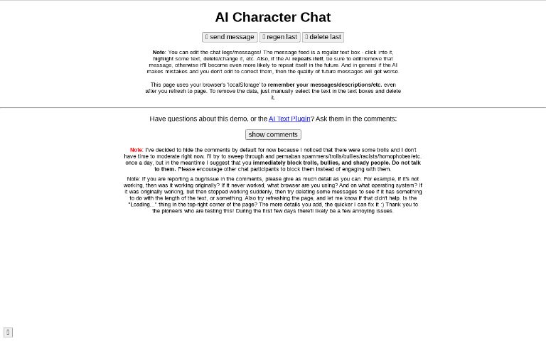 AI Character Chat (free, no sign-up, unlimited)