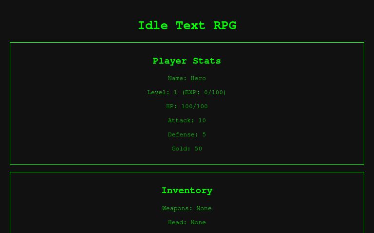 Idle Text RPG ― Perchance Generator