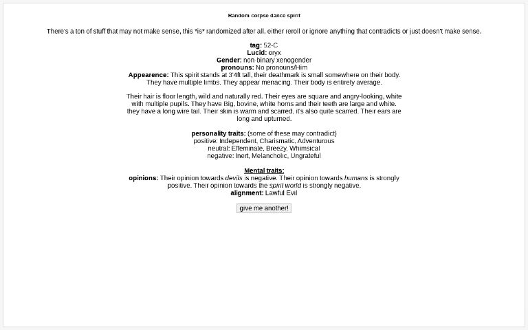 Cd Random Spirit ― Perchance Generator