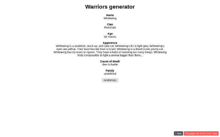 Warriors generator