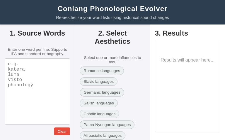 Conlang Phonological Evolver ― Perchance Generator