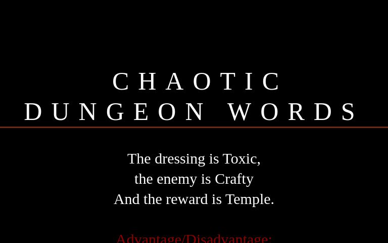 Chaotic Dungeon Words ― Perchance Generator