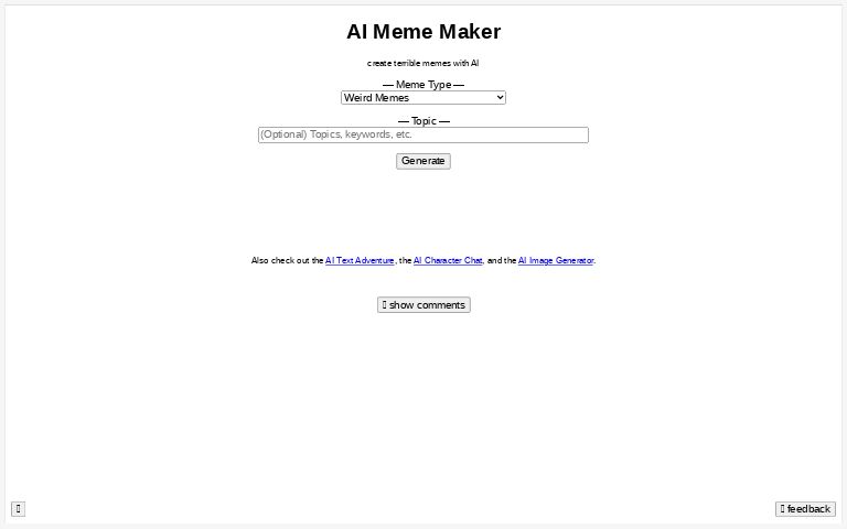 AI Meme Maker (free, no sign-up, no limits) ― Perchance Generator