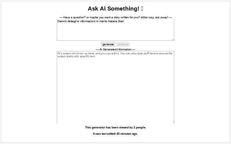 Ask Ai Something! 🔞 ― Perchance Generator