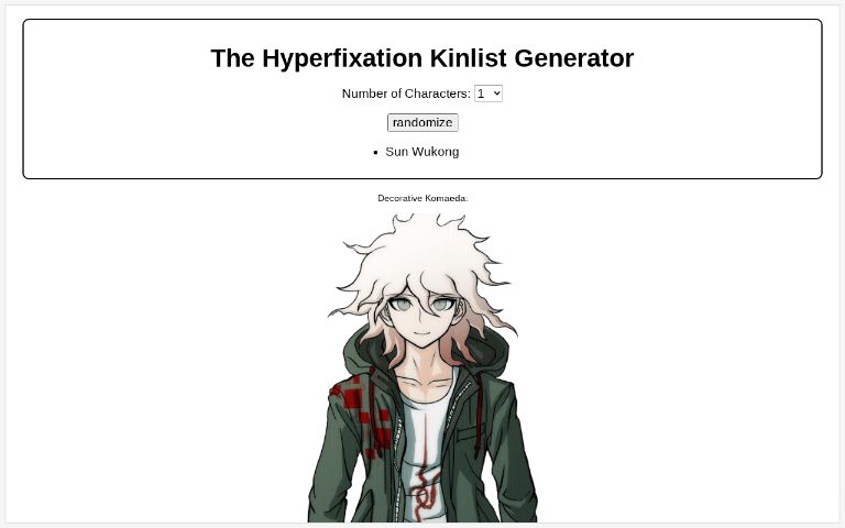 The Hyperfixation Kinlist Generator