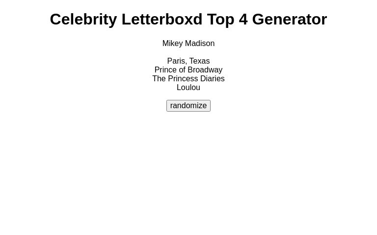 Celebrity Letterboxd Top 4 Generator