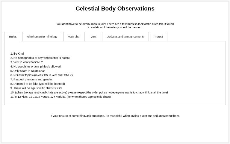 Celestial Body Observations ― Perchance Generator
