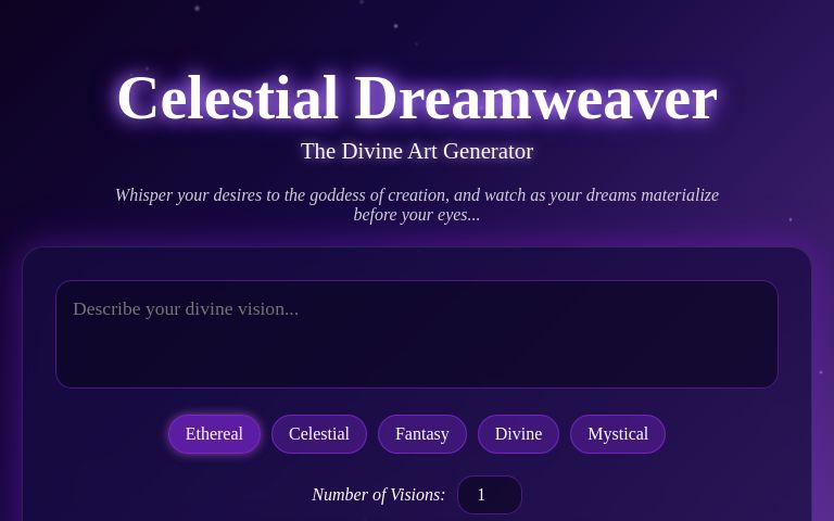 Celestial Dreamweaver ― Perchance Generator