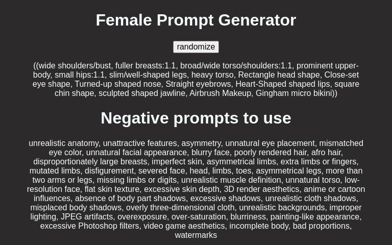 Female Prompt Generator