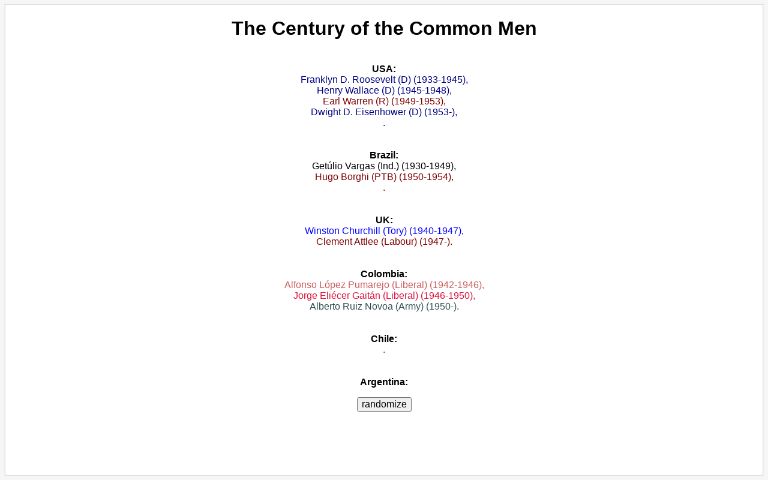 The Century of the Common Men ― Perchance Generator