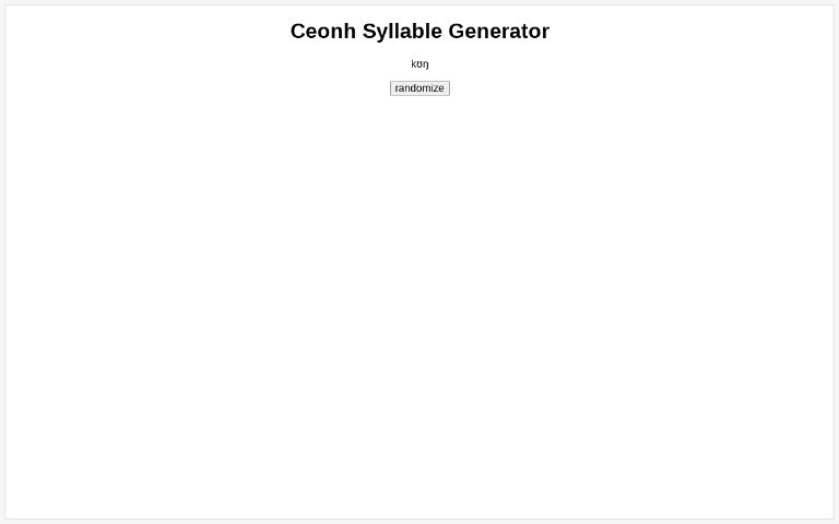 Ceonh Syllable Generator