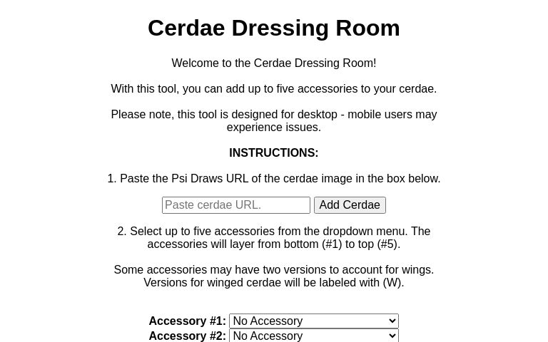 Cerdae Dressing Room ― Perchance Generator