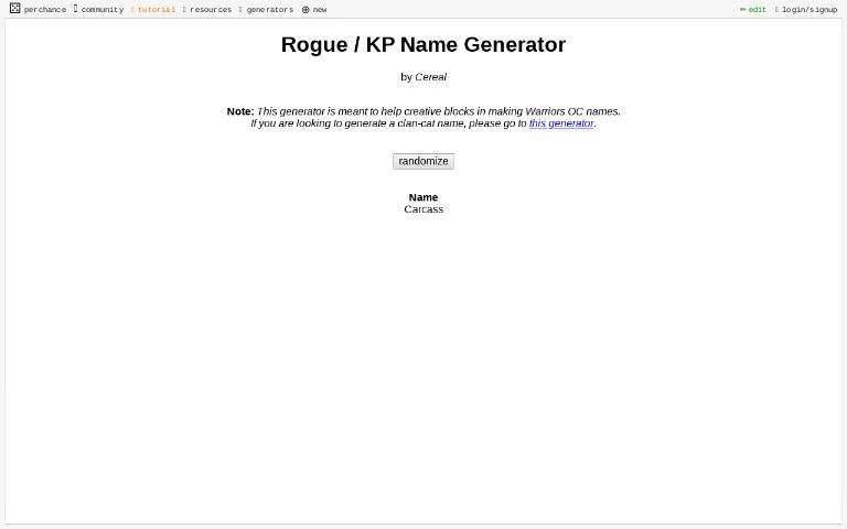 Rogue / KP Name Generator