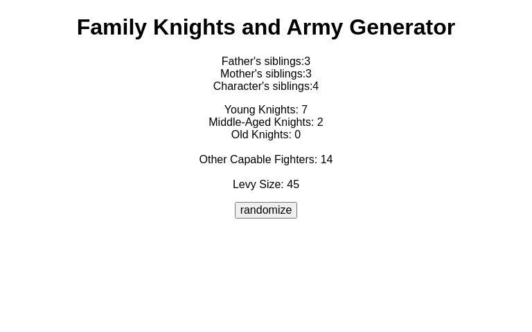 Family Knights and Army Generator