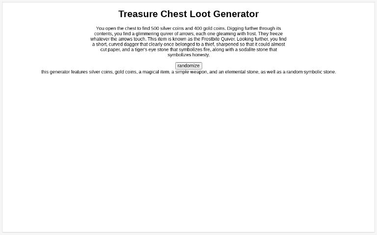 Treasure Chest Loot Generator