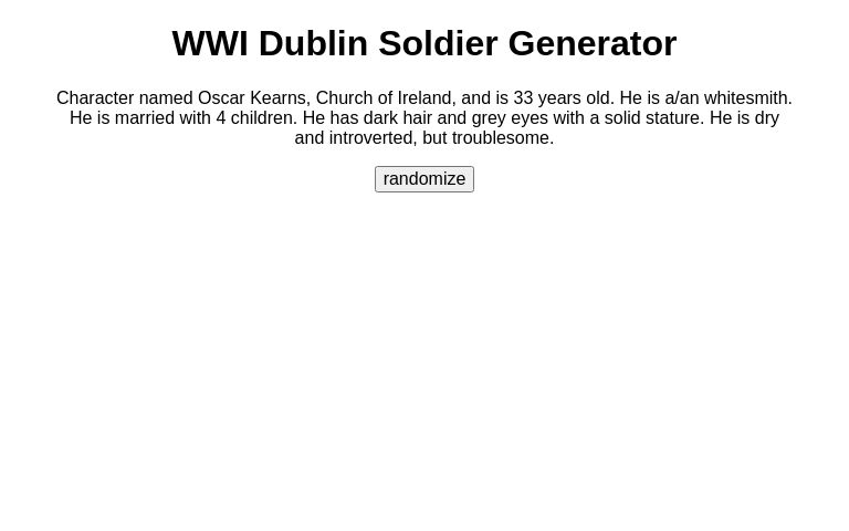 WWI Dublin Soldier Generator