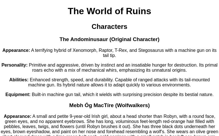 The World of Ruins ― Perchance Generator