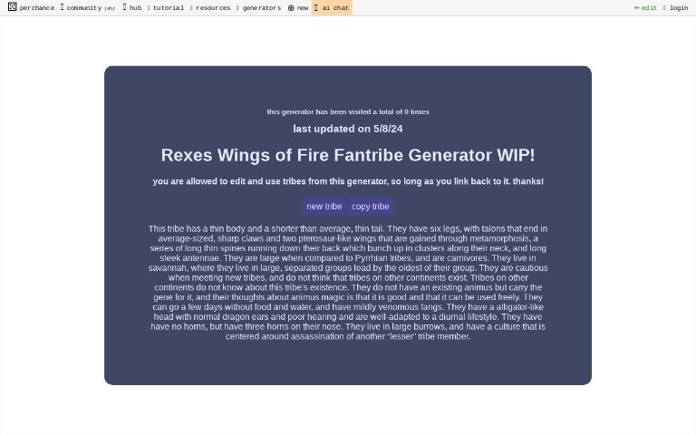 Rexes Wings of Fire Fantribe Generator WIP!