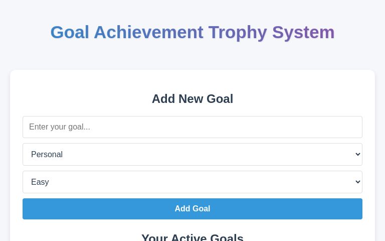 Goal Achievement Trophy System ― Perchance Generator