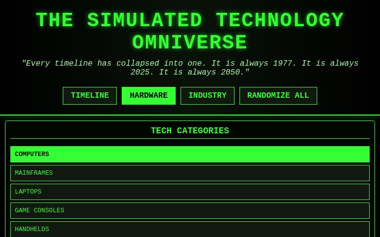 THE SIMULATED TECHNOLOGY OMNIVERSE ― Perchance Generator