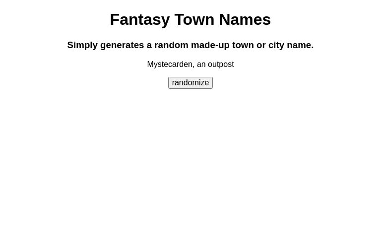Fantasy Town Names ― Perchance Generator