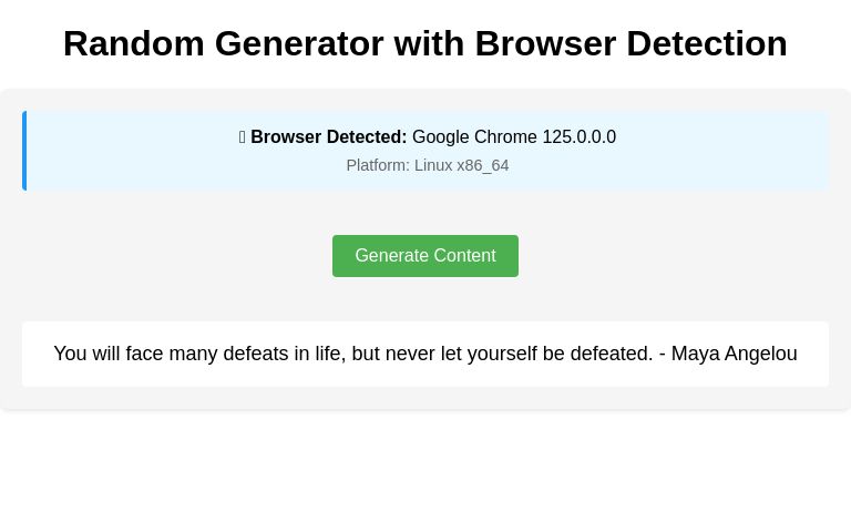 Random Generator with Browser Detection