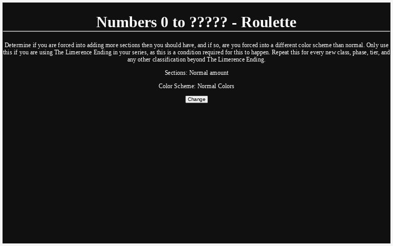 Numbers 0 to ????? - Roulette ― Perchance Generator