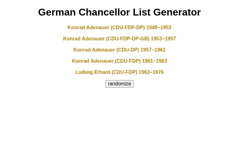 German Chancellor List Generator