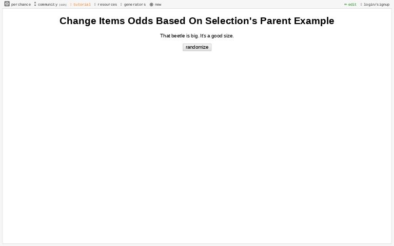 Change Items Odds Based On Selection's Parent Example ― Perchance Generator