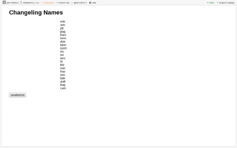 Changeling Names ― Perchance Generator