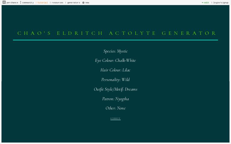 Chao's Eldritch Actolyte Generator