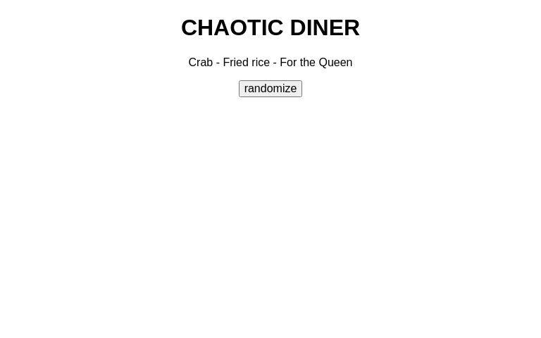 CHAOTIC DINER ― Perchance Generator