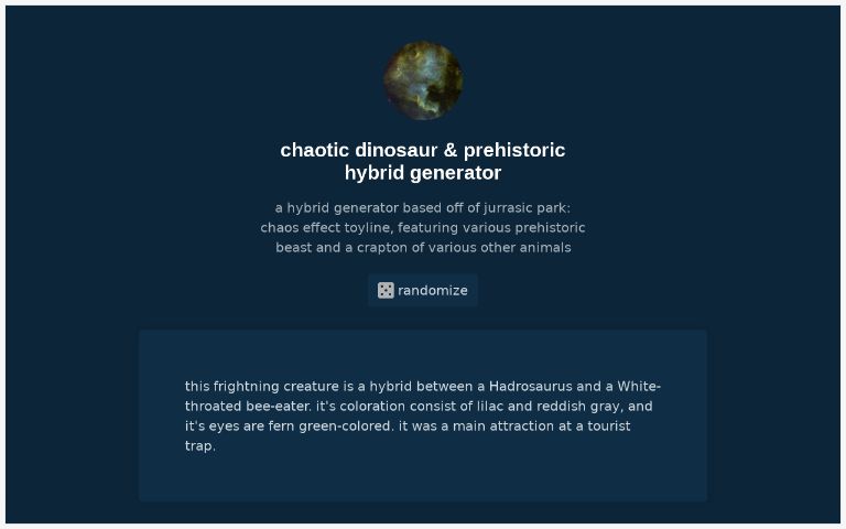 chaotic dinosaur & prehistoric hybrid generator