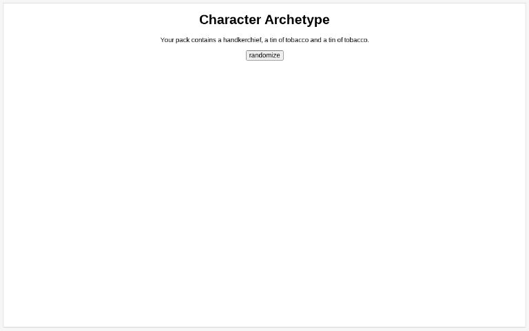 Character Archetype ― Perchance Generator
