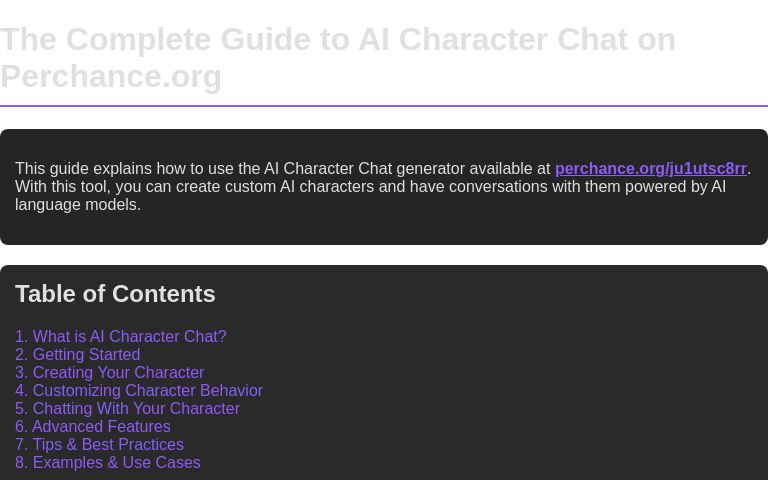 The Complete Guide to AI Character Chat on Perchance.org