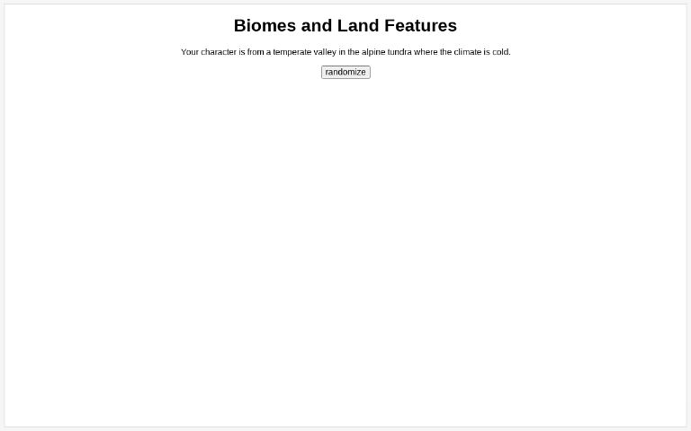 Biomes and Land Features ― Perchance Generator