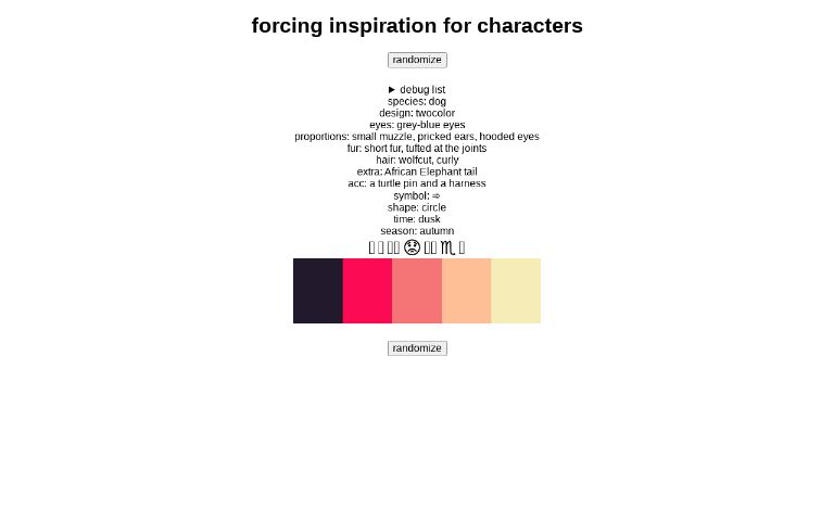 forcing inspiration for characters ― Perchance Generator