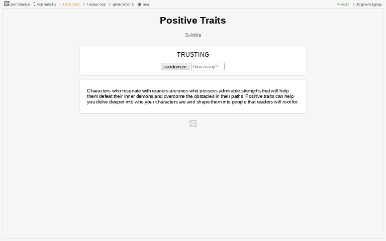 Positive Traits ― Perchance Generator